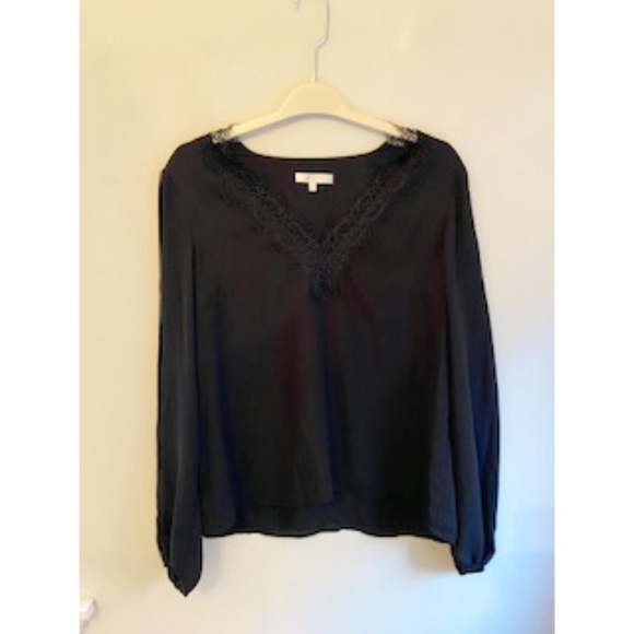 Wayf | Tops | Wayf Lace Trim Vneck Blouse | Poshmark